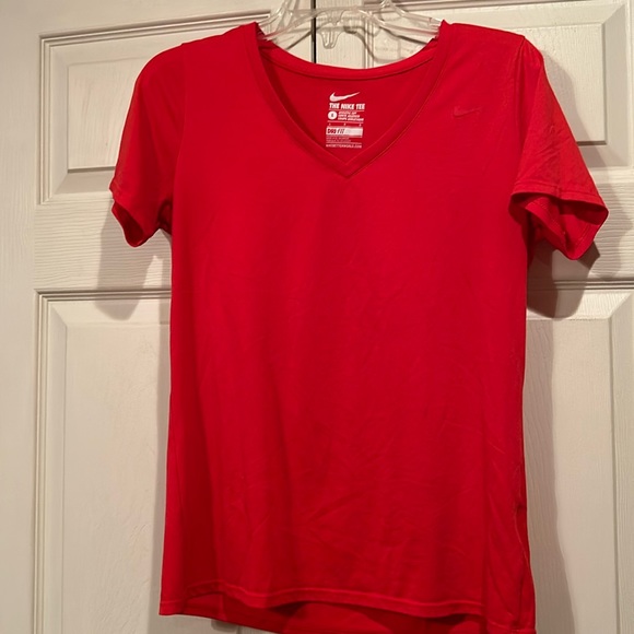 Nike | Tops | Nike Large Red V Neck Athletic Cut Dri Fit Tee | Poshmark